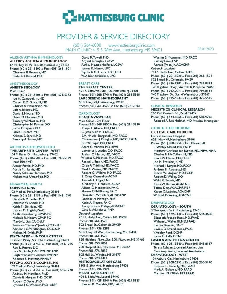 Physician Directory | Hattiesburg Clinic